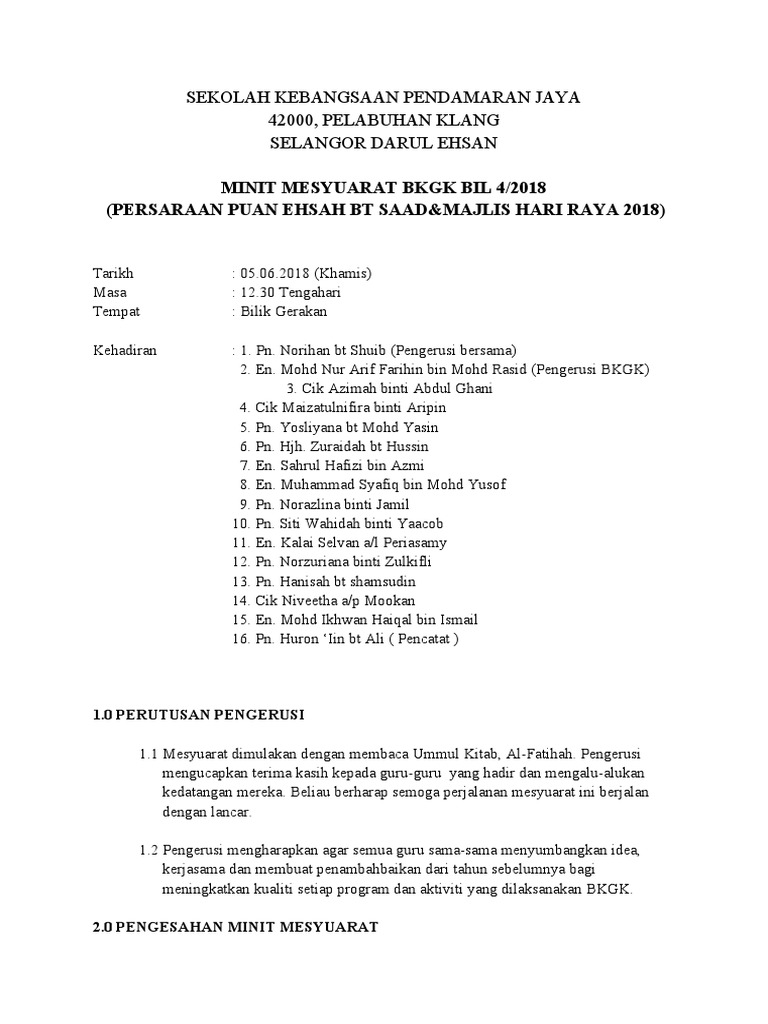 Bil 4 Minit Mesyuarat BKGK 2019 (Persaraan PN Ehsah Dan Majlis Hari ...