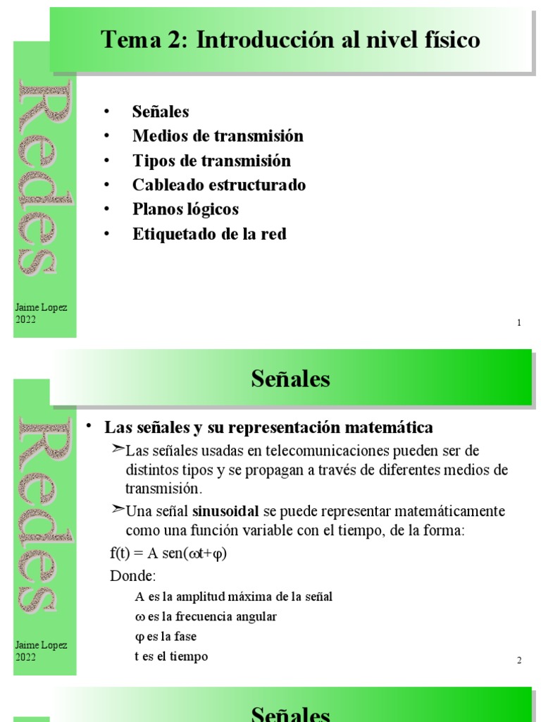 Redes SMR Tema 2 Introducción Al Nivel Fisico - Versión 5.0 (2022) PDF | PDF | Fibra óptica ...
