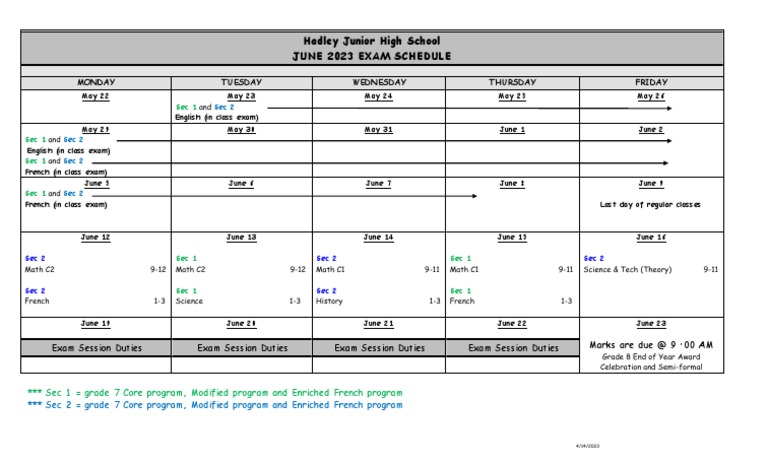 hadley june 2023 wqsb exam schedule | PDF