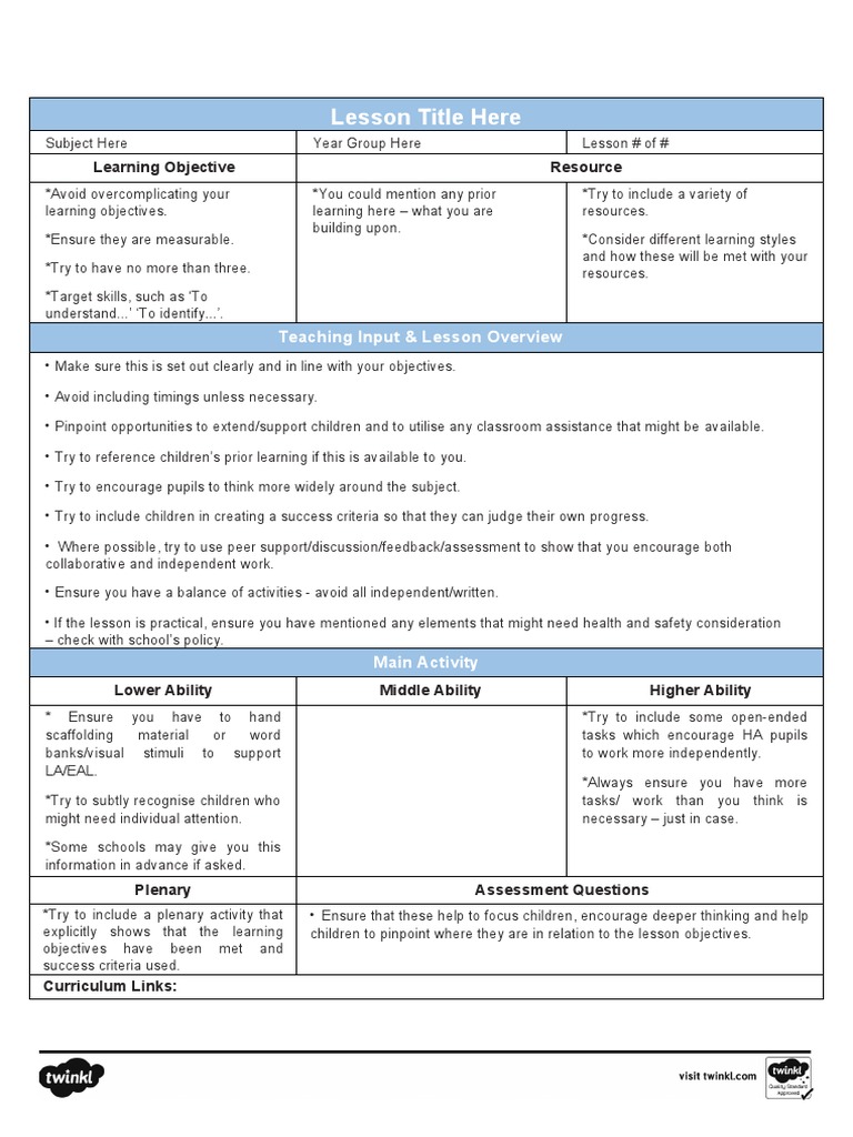t3 C 54 Guided Secondary Lesson Plan Template Editable Proforma - Ver ...