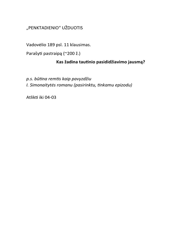 Namų Darbas Pastraipa Taut | PDF