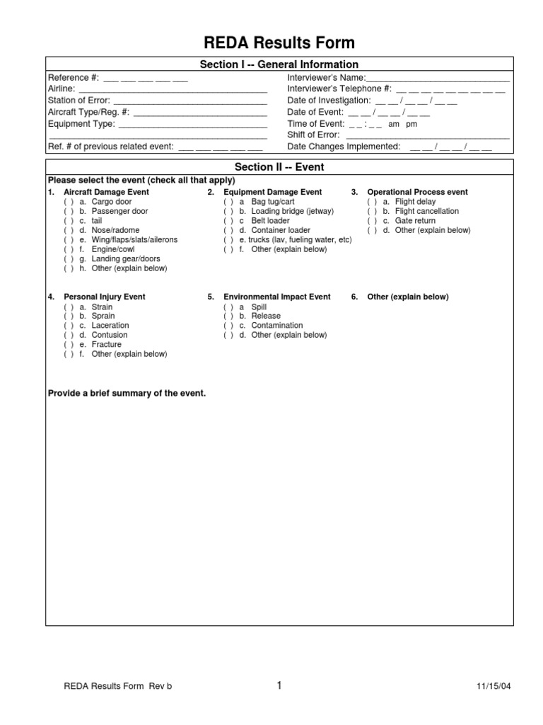REDA Results Form | PDF | Aviation