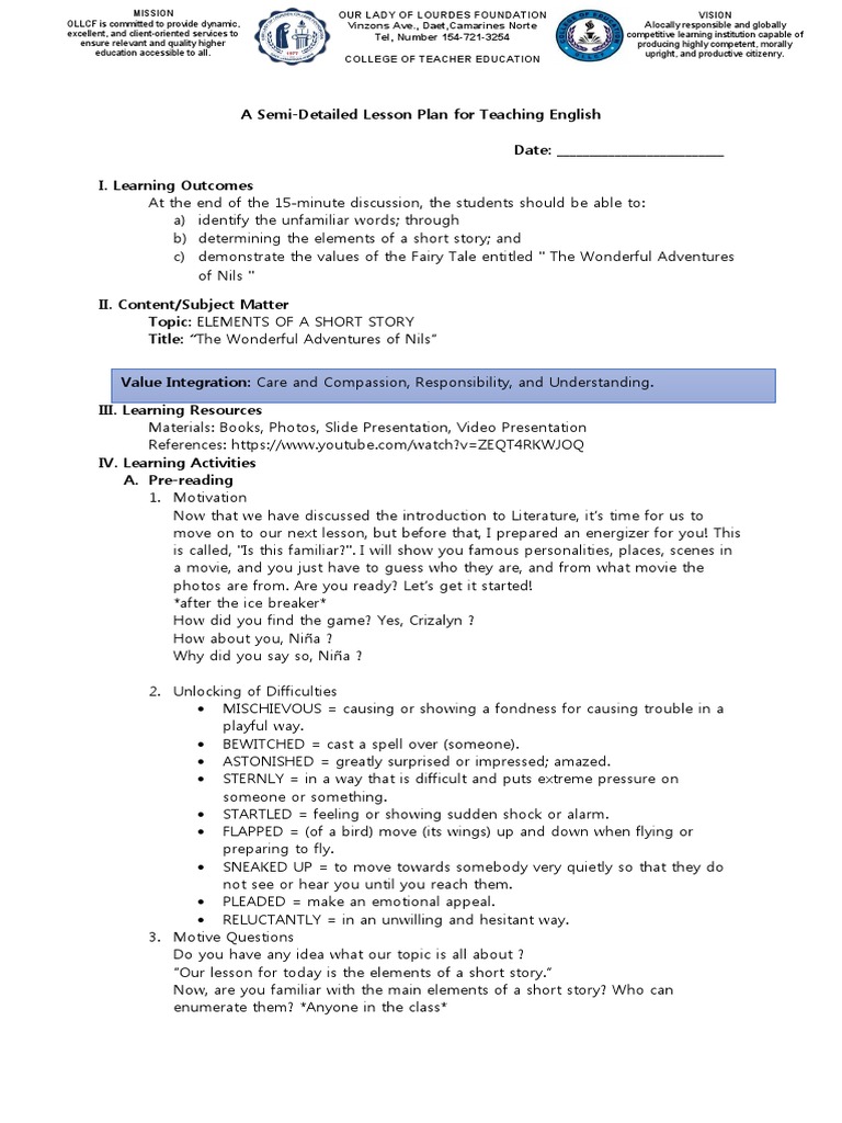 Story Telling Lesson Plan | PDF