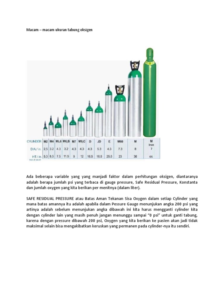 Cara Menghitung Tabung Oksigen PDF | PDF
