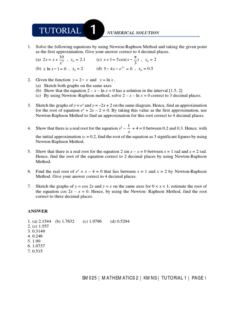 Solving Numerical Problems Using the Newton-Raphson Method | PDF