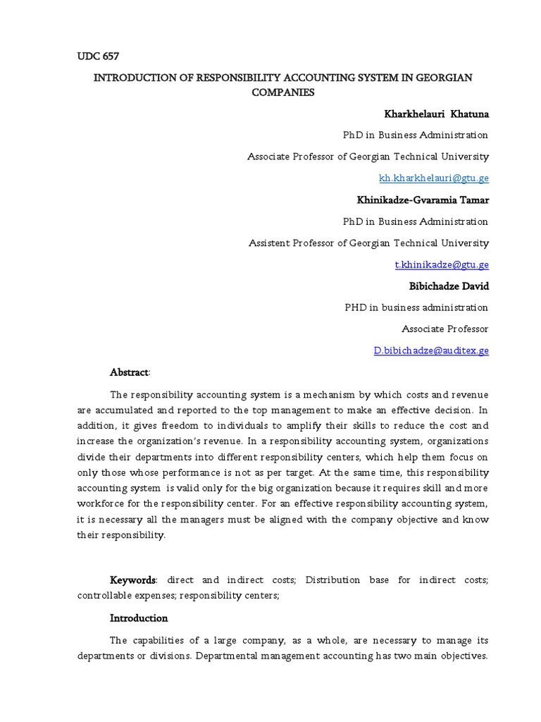 Responsibility Accounting System | PDF | Cost | Expense