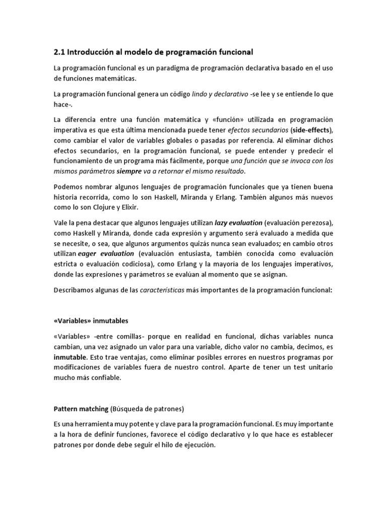 Unidad 2 - Modelo de Programación Funcional | PDF
