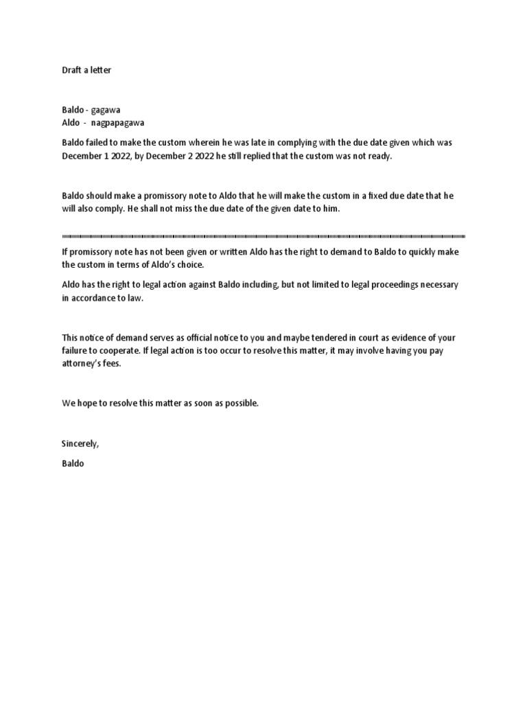 Promissory Note Demand Letter Template | PDF | Law