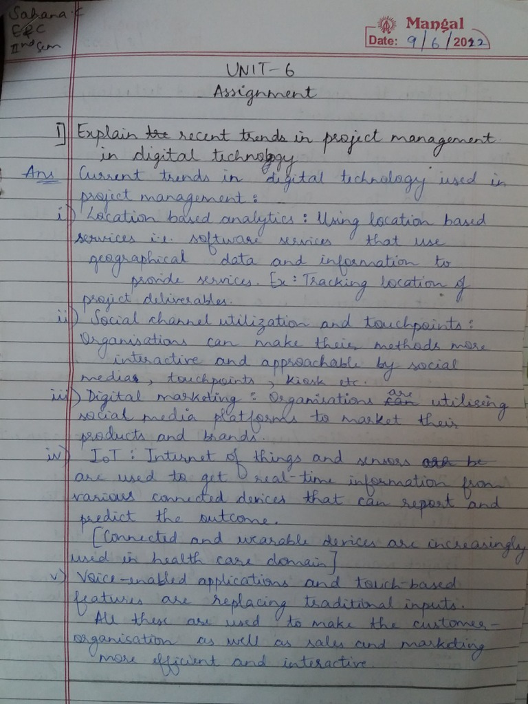 PMS 6 Unit Assignment | PDF | Technology & Engineering