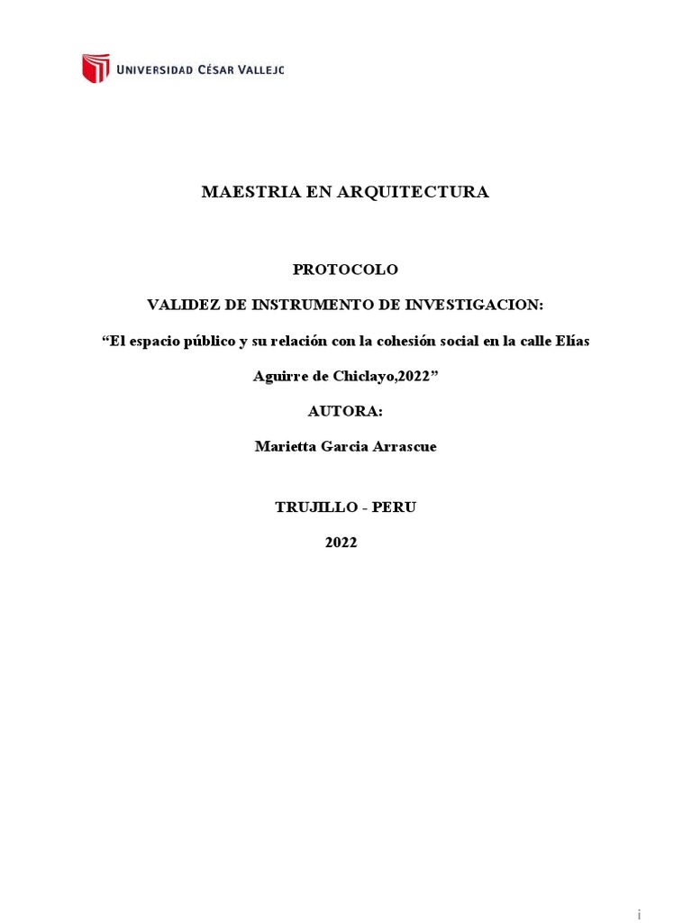 Validacion Instrumento Arq Marietta Garcia PDF Peatonal Calle