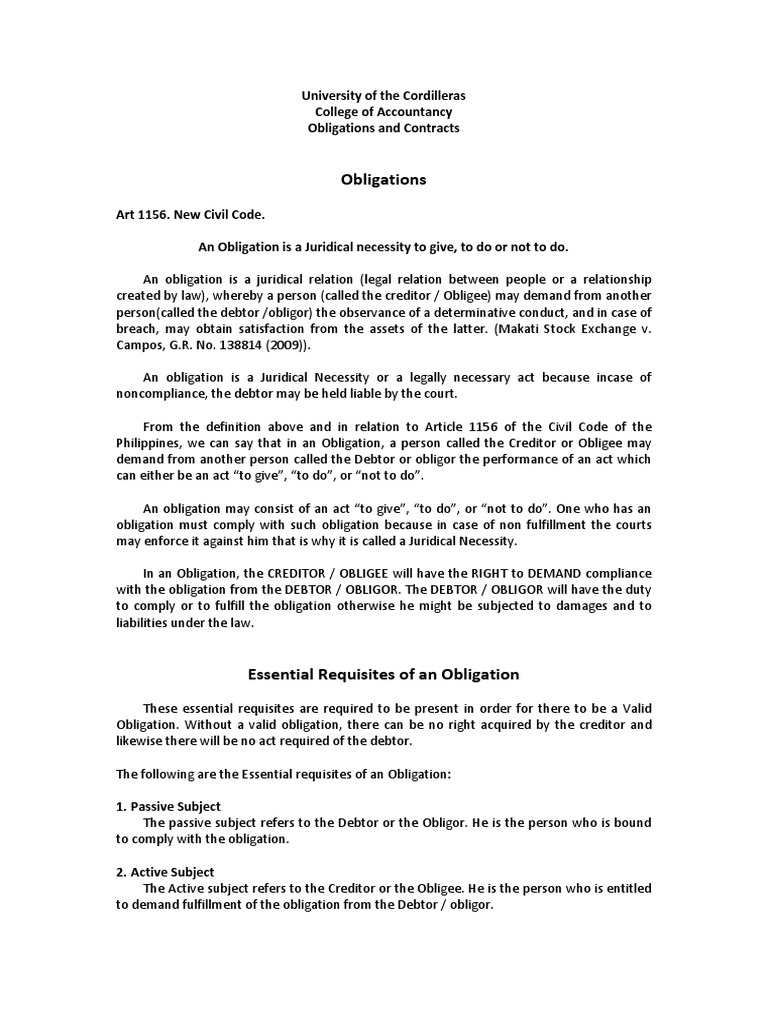 Module 1 Oblicon PART 1 | PDF | Law Of Obligations | Legal Liability