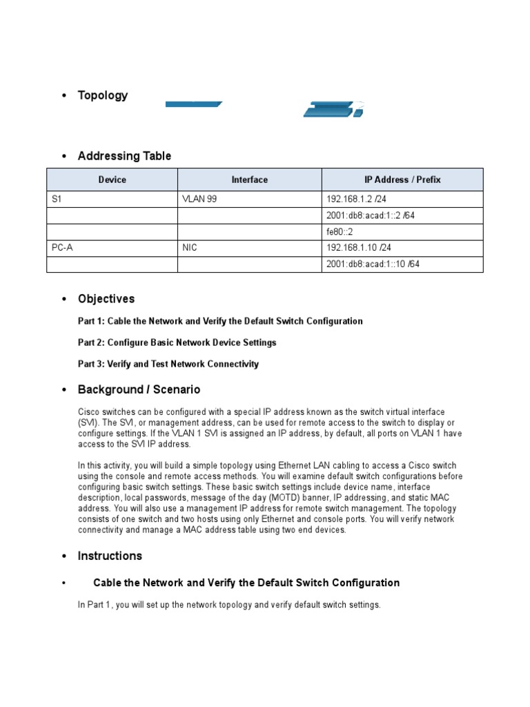 Basic Switch Configuration Lab 1.1.7 | PDF | Technology & Engineering
