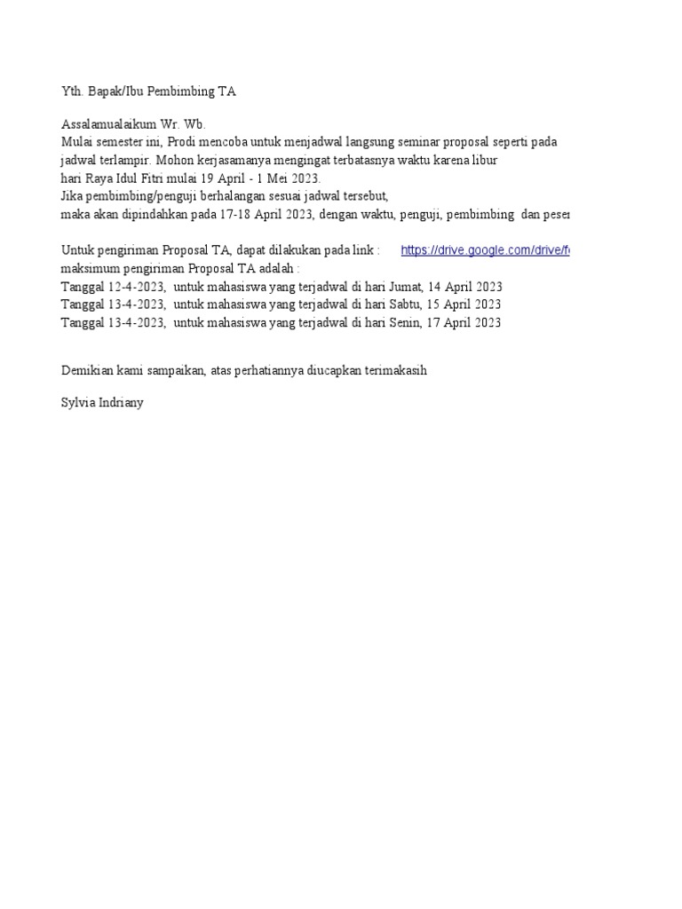 Jadwal SEMPRO Genap 2022 2023 Teknik Sipil | PDF