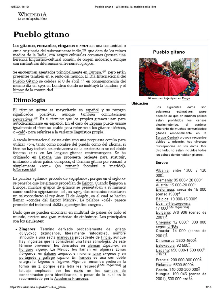 Pueblo Gitano - Wikipedia, La Enciclopedia Libre | PDF | Pueblo romaní | Grupos étnicos