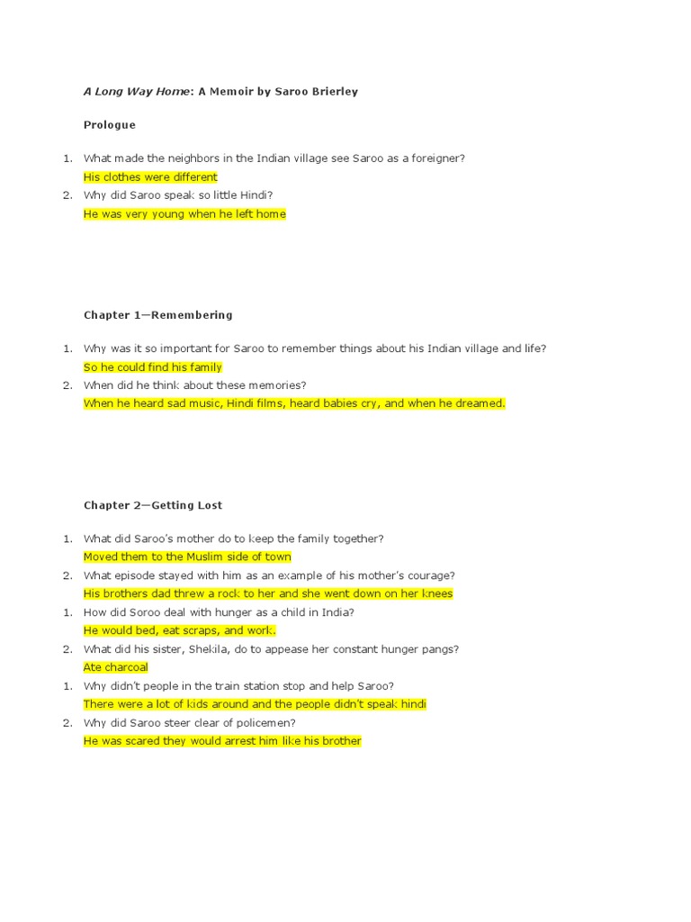 A Long Way Home: Saroo Brierley's Journey | PDF | Experience