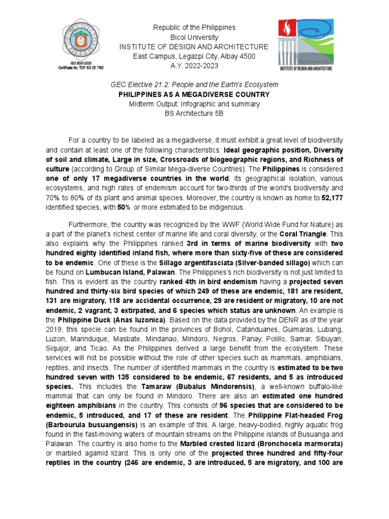 Philippines As A Megadiverse Country | PDF | Biodiversity | Biogeochemistry