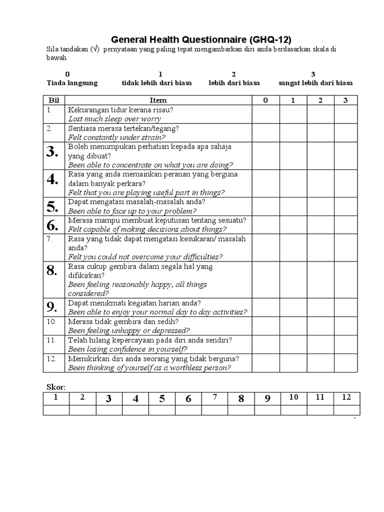 General Health Questionnaire | PDF