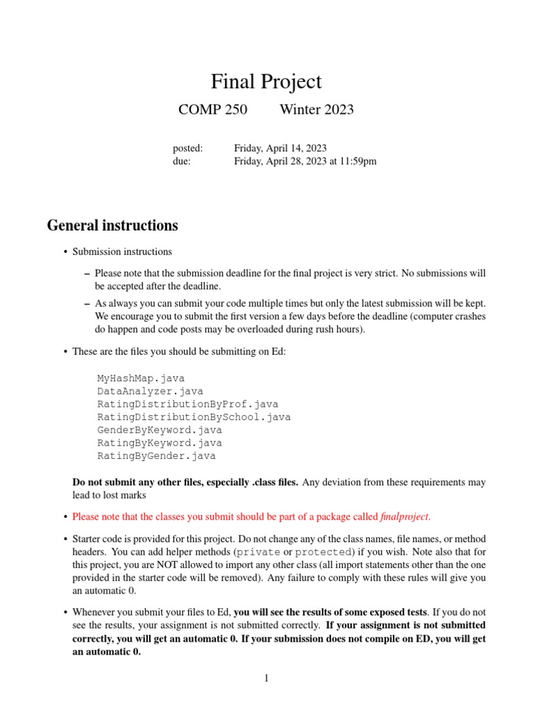 Comp 250 Winter 2023 Final Project UPDATED Getentries | PDF | Parsing | Method (Computer ...