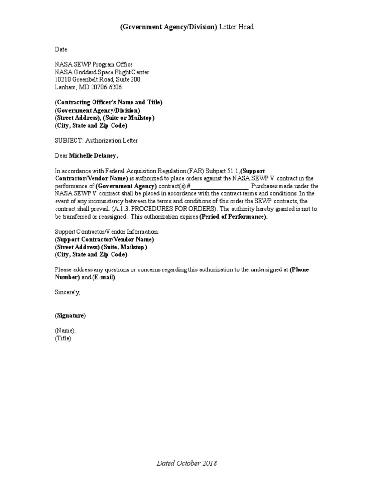 Authorization Letter Template | PDF