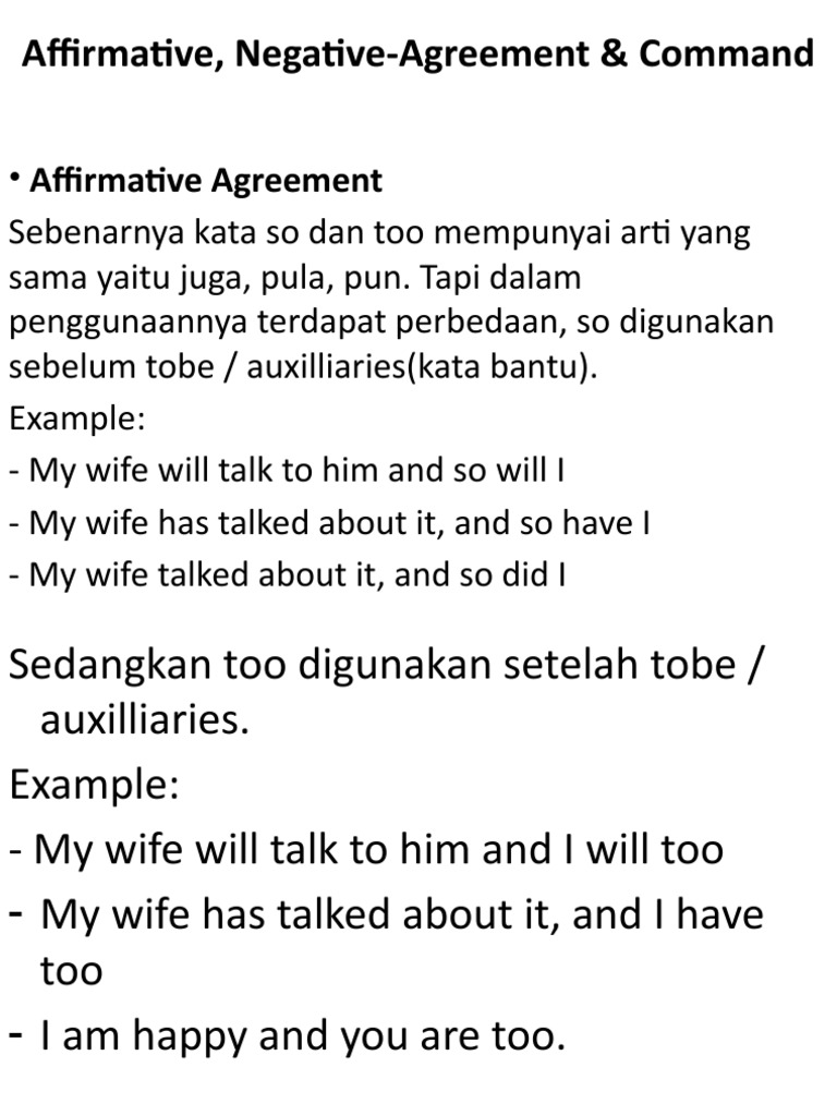 Affirmative, Negative-Agreement & | PDF | Grammar | Linguistics