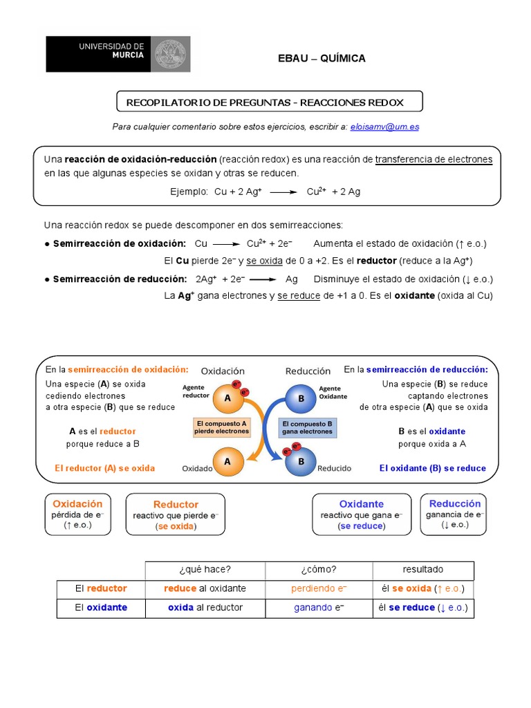 Química Redox Exámenes Resueltos 2023 Pdf Pdf Redox Cátodo