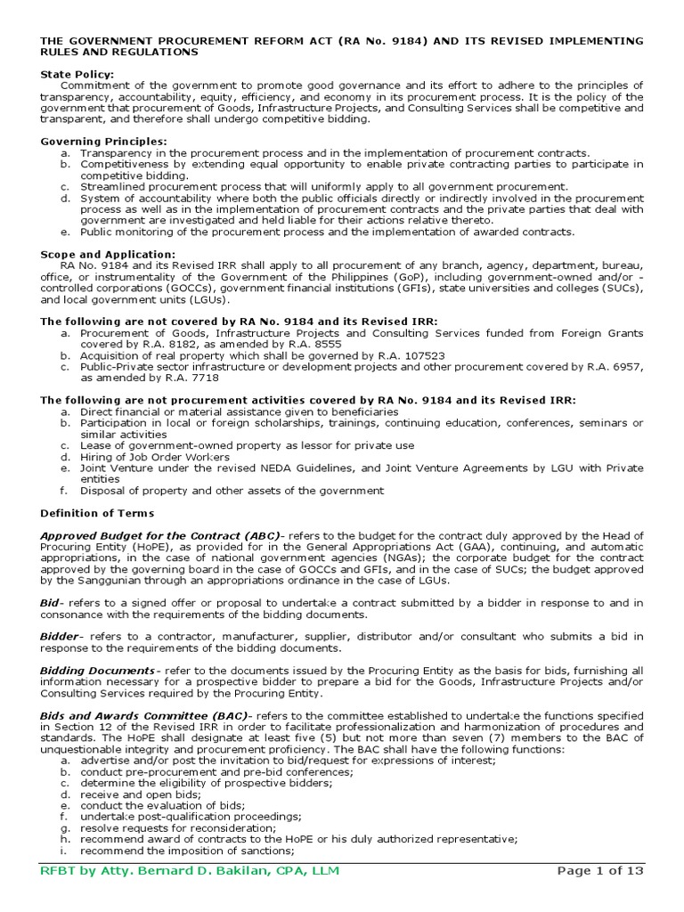Government Procurement Reform Act | PDF | Liquidated Damages | Procurement
