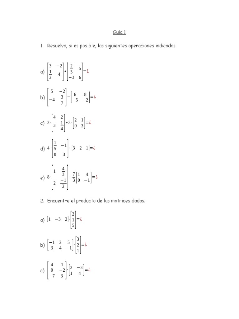 Guia 1 Algebra | PDF | Equations | Algorithms