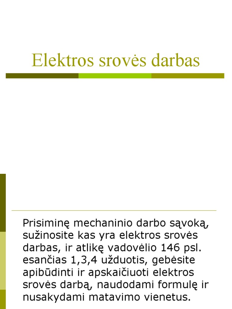 Fizika Elektros Sroves Darbas | PDF