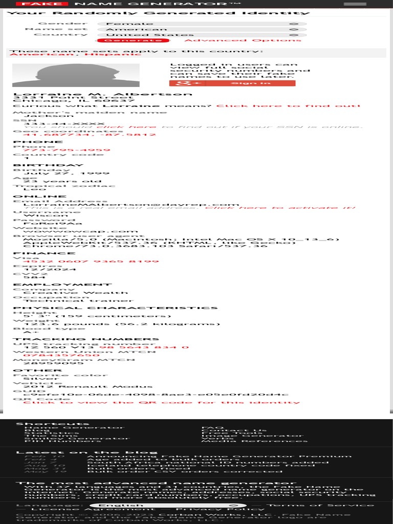 Generate A Random Name - Female, American, United States - Fake Name ...