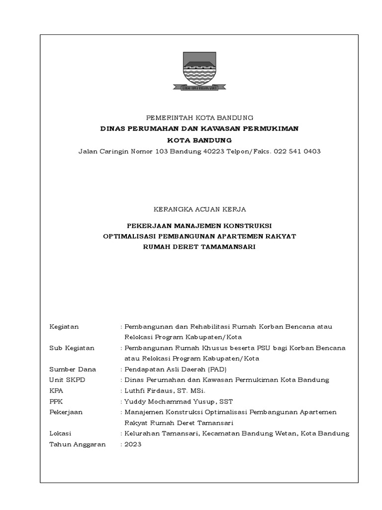 KAK MK Optimalisasi RDTS PDF | PDF