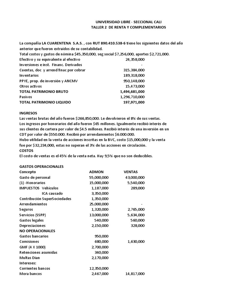 EJERCICIOS | PDF | Impuestos | Impuesto sobre la renta