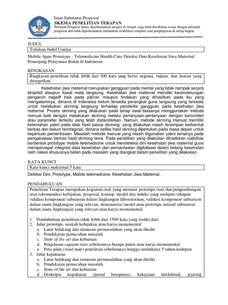 Isian Substansi Proposal Skema Terapan-1 PDF | PDF
