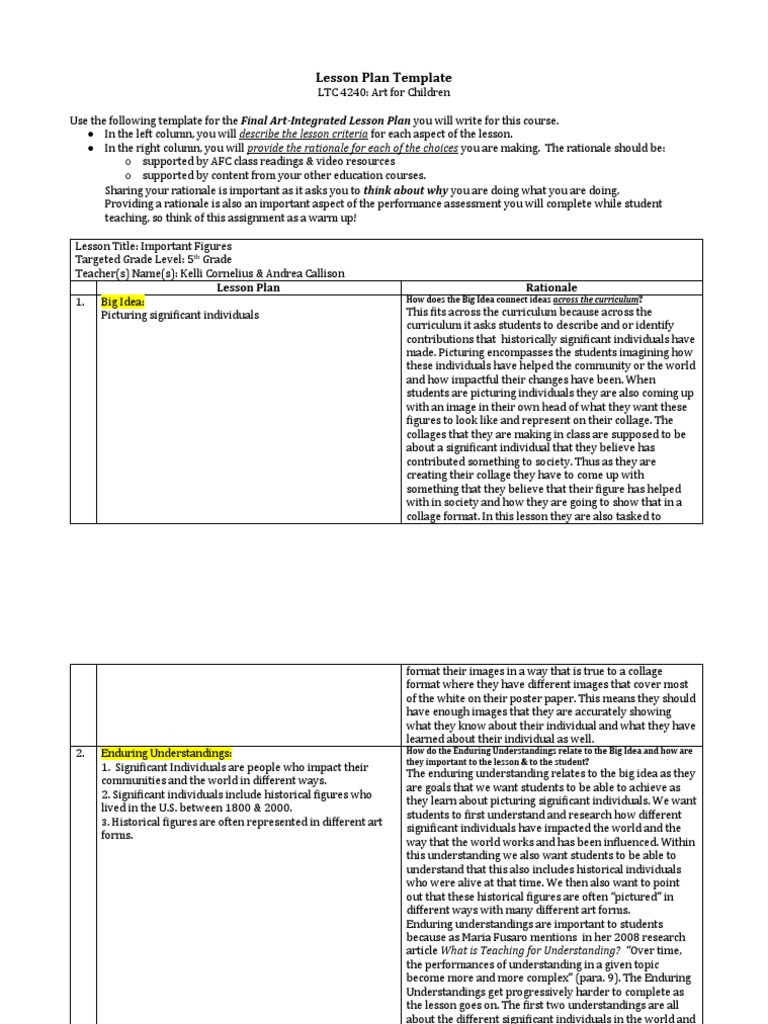 Art Final Lesson Plan Original | PDF | Lesson Plan | Collage