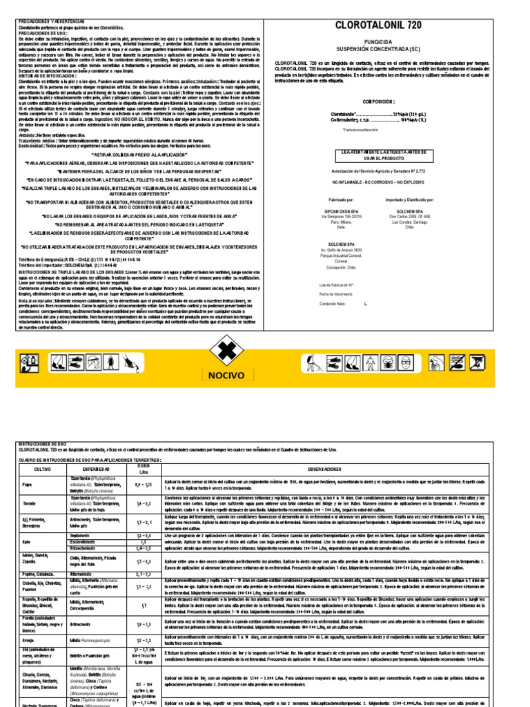 Precauciones y Uso de Clorotalonilo | PDF