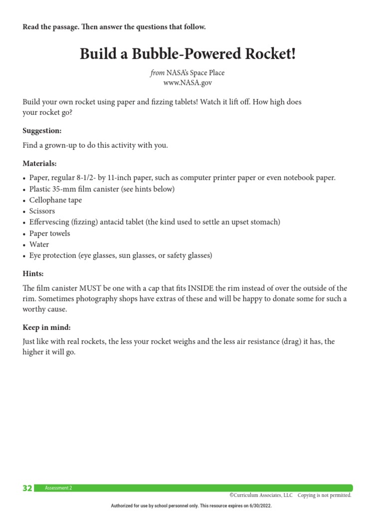 Build A Bubble Powered-Rocket | PDF | Rocket | Water