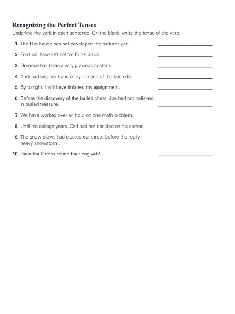 Perfect Tenses Exercise | PDF