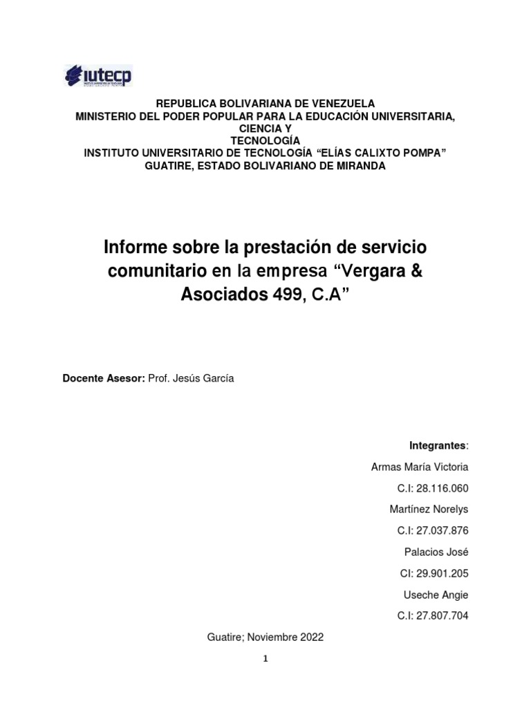 Inf. Final. SERCOM | PDF | Contabilidad