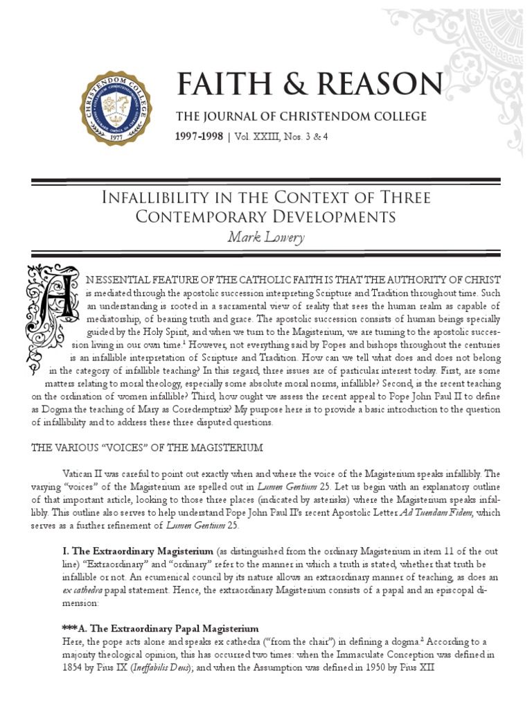 Infallibility in The Context of Three Contemporary Developments - Mark ...