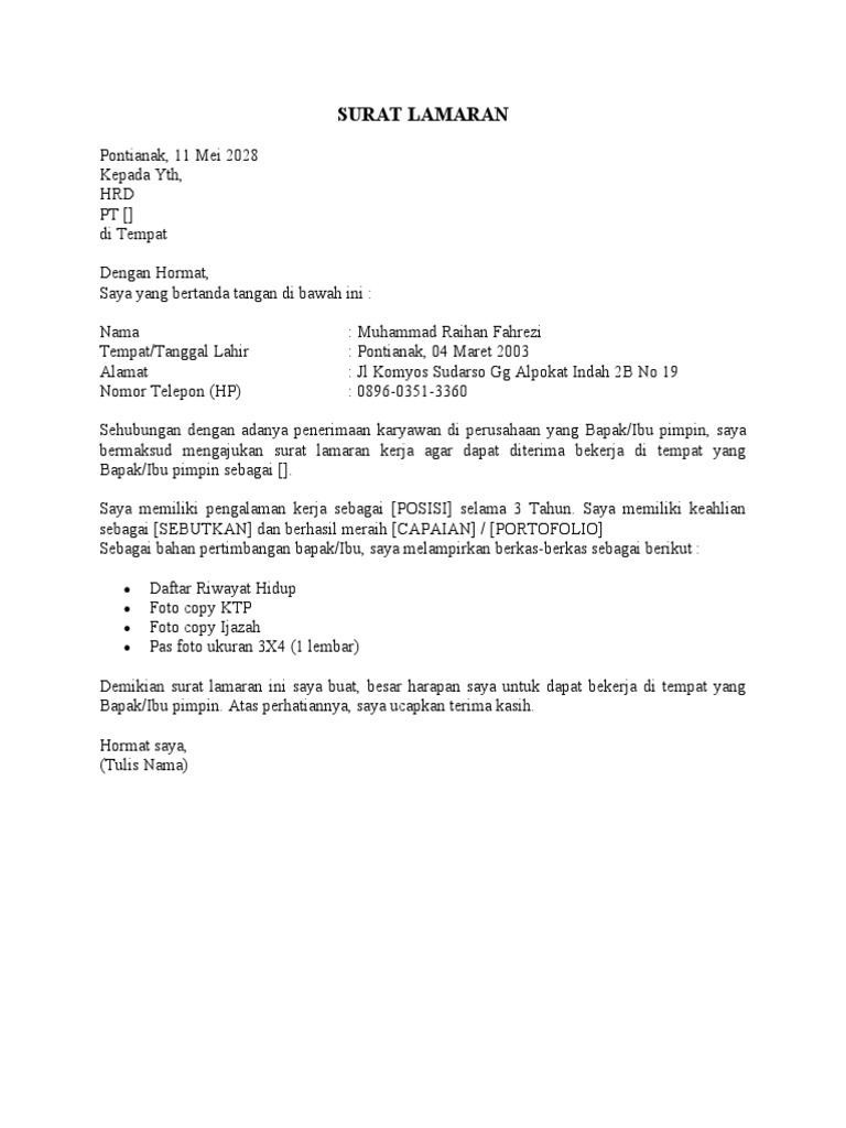 SURAT LAMARAN.docx | PDF