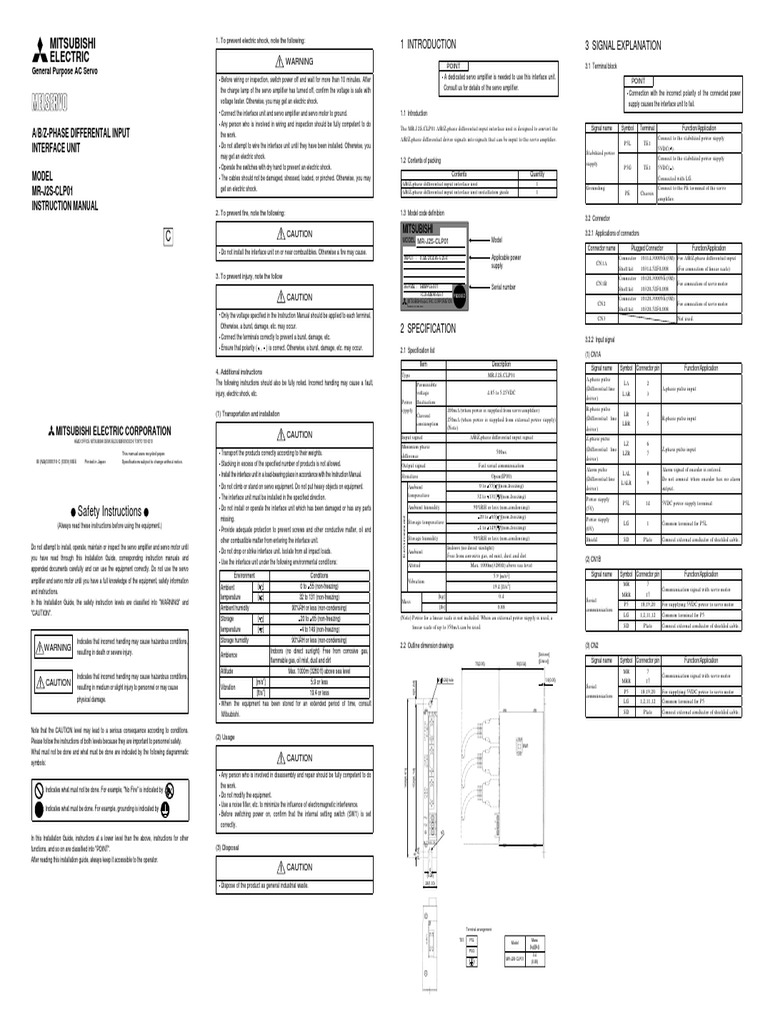 Mitsubishi Manual - MCSL J2S CLP01 | PDF | Electrical Connector | Amplifier