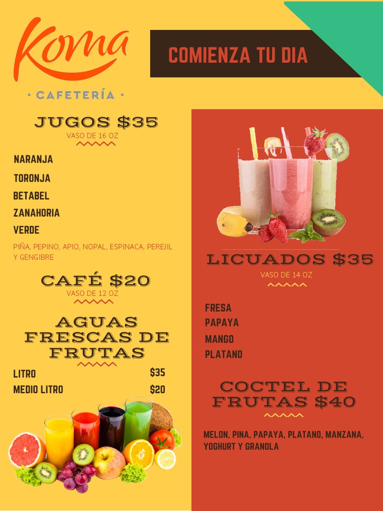 Menú Koma PDF | PDF | Preparación de comida y bebida | Cocina americana