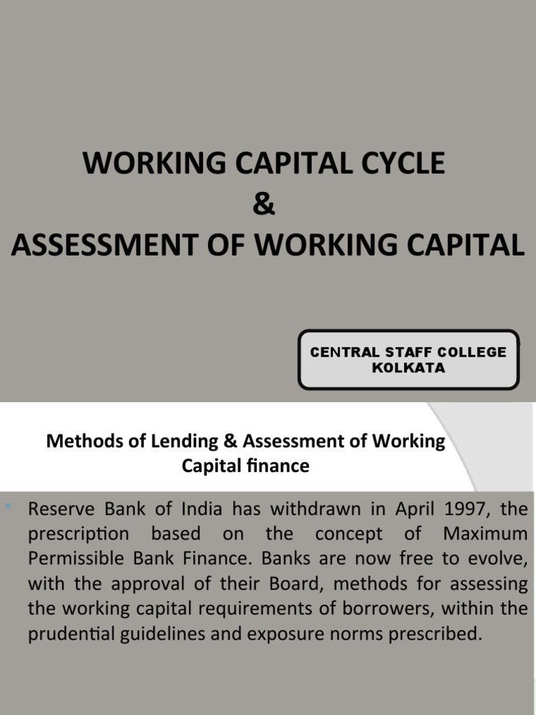 Working Capital Cycle & Assessment | PDF | Working Capital | Equity ...