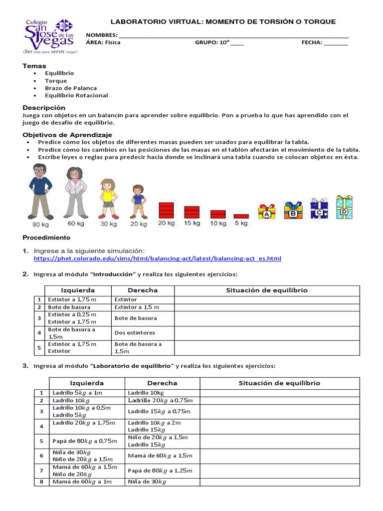 Laboratorio Virtual de Torque | PDF