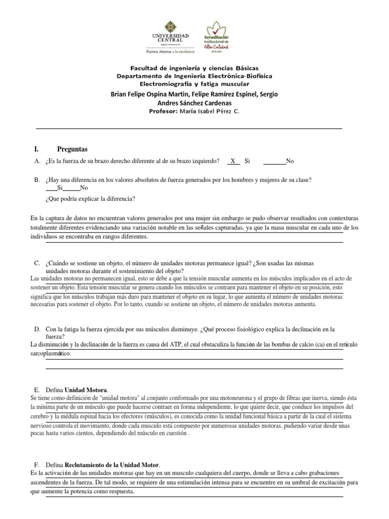 Practica 2-EMG-RESPUESTAS | PDF | Electromiografia | Nervio