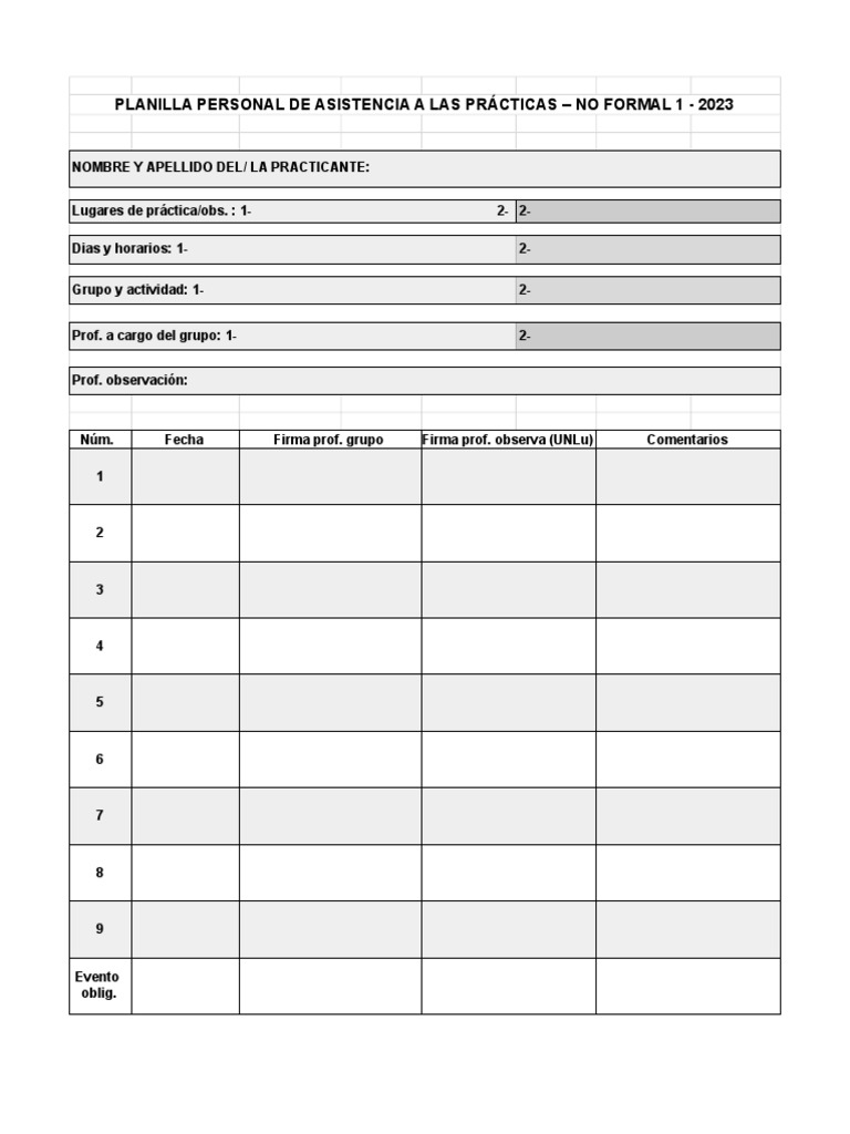 Planilla Personal de Asistencia A Las Prácticas PDF | PDF | Tecnología