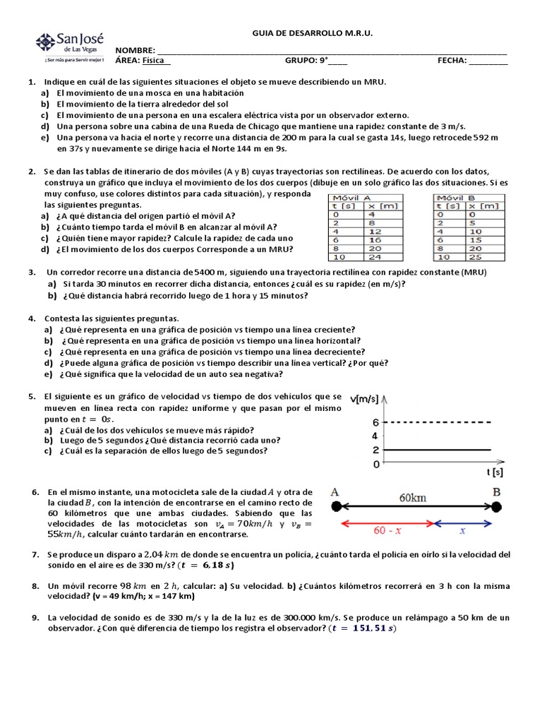 Taller Mru 2023 | PDF | Velocidad | Mecánica