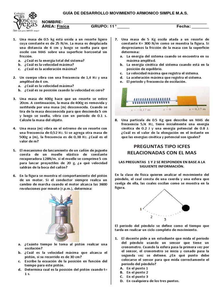 Taller Sobre Mas | PDF | Masa | Oscilación Taller Sobre Mas | PDF | Masa | Oscilación