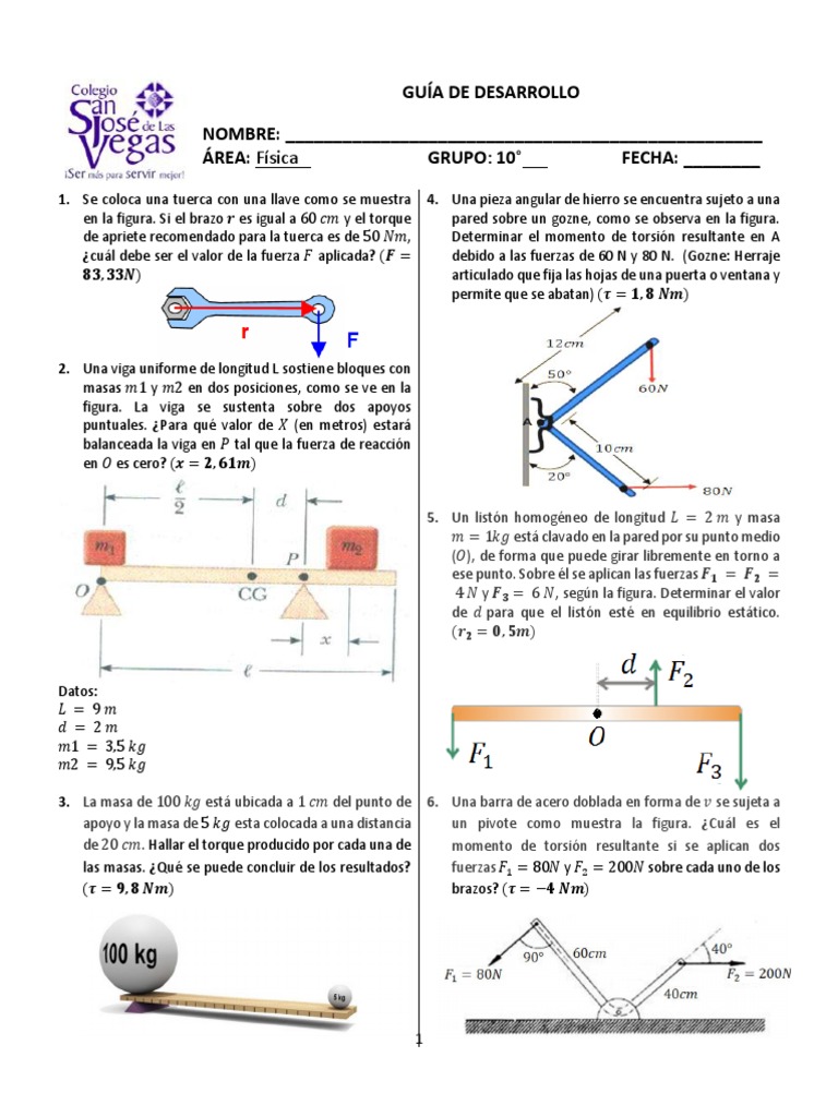 Ejercicios de Torque y Equilibrio en Física | PDF