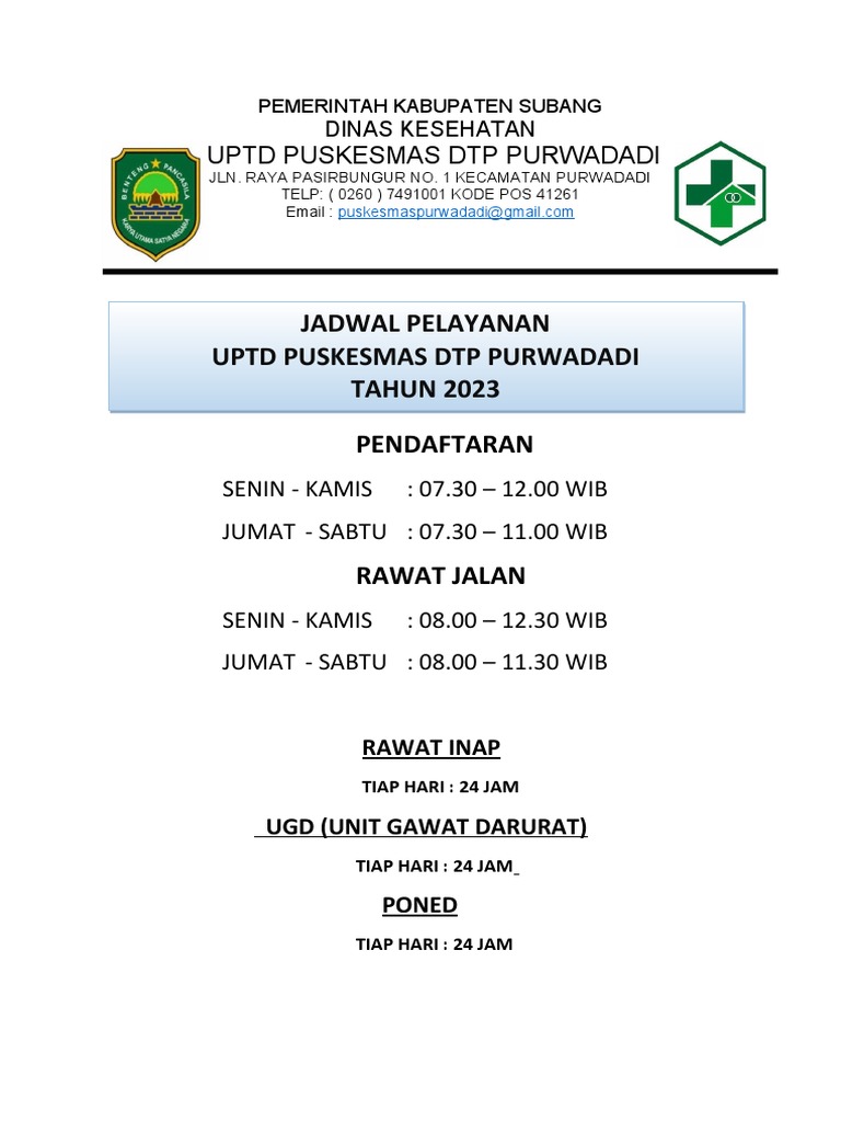 Jenis Dan Jadwal Pelayanan Pdf