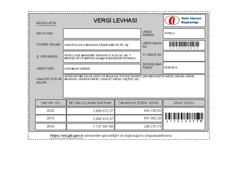 2020 Vergi Levhasi Pdf Pdf